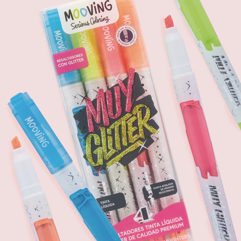 Resaltadores Glitter x4 Mooving (327784) – Improstock